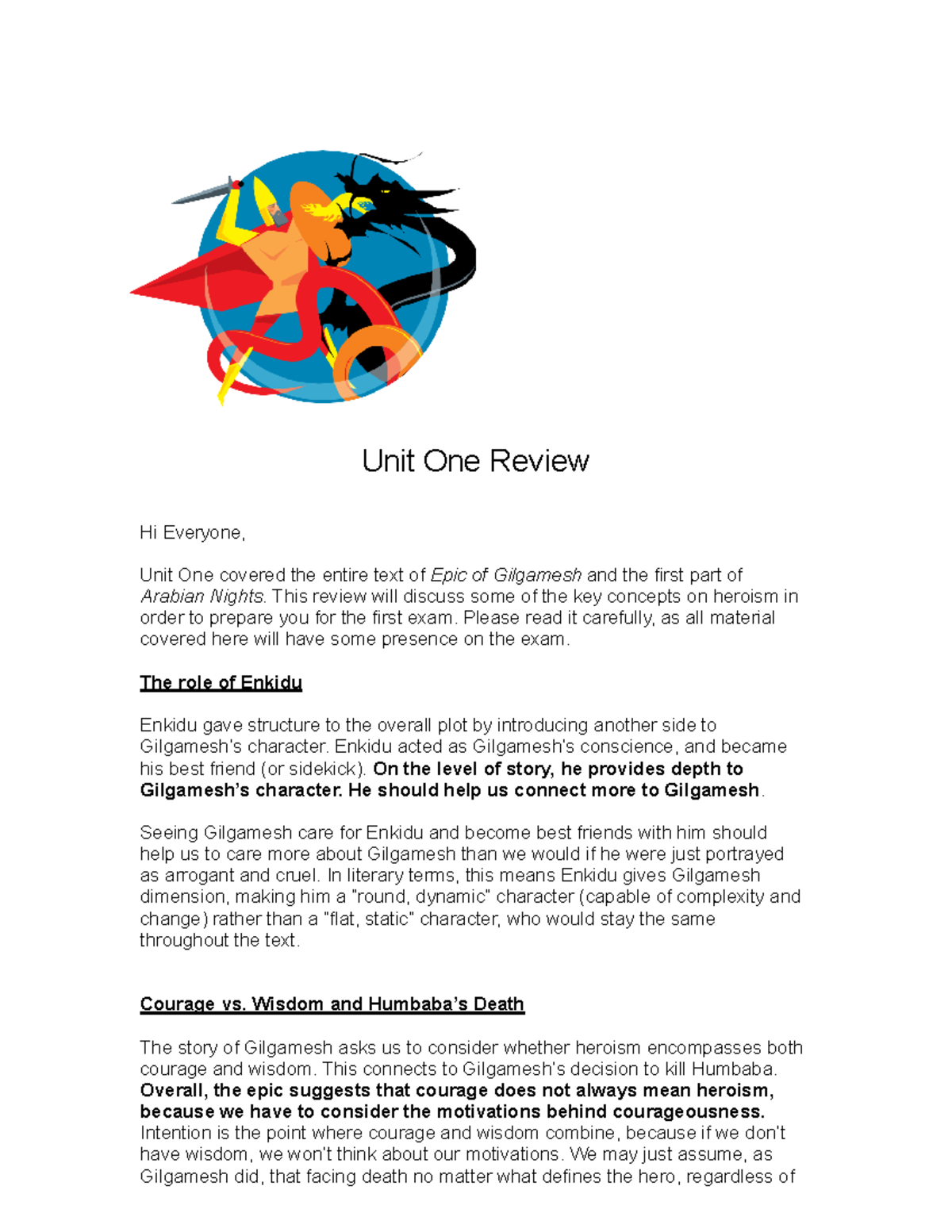 Unit One Review - ... - Unit One Review Hi Everyone, Unit One covered ...