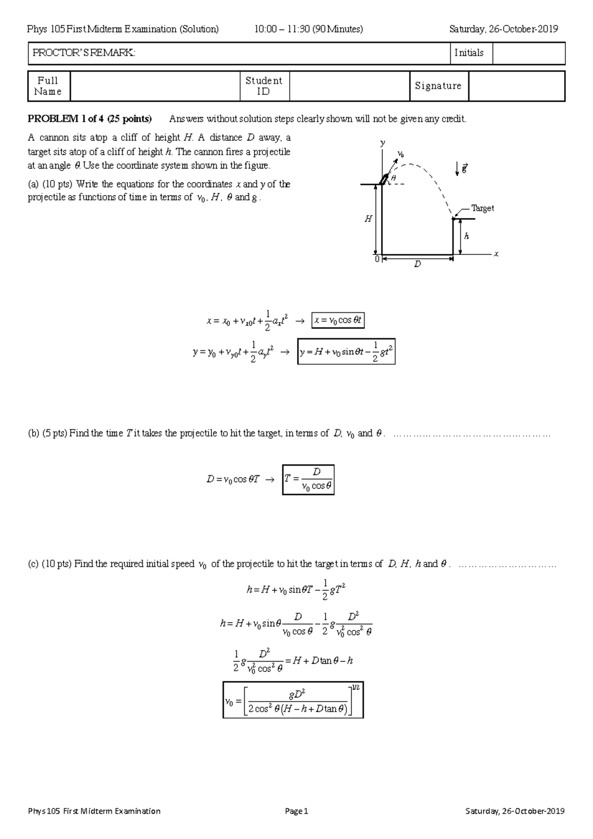 E2019 1 2300105 MT1 - Past Exam Questions - PROCTOR’S REMARK: Initials ...