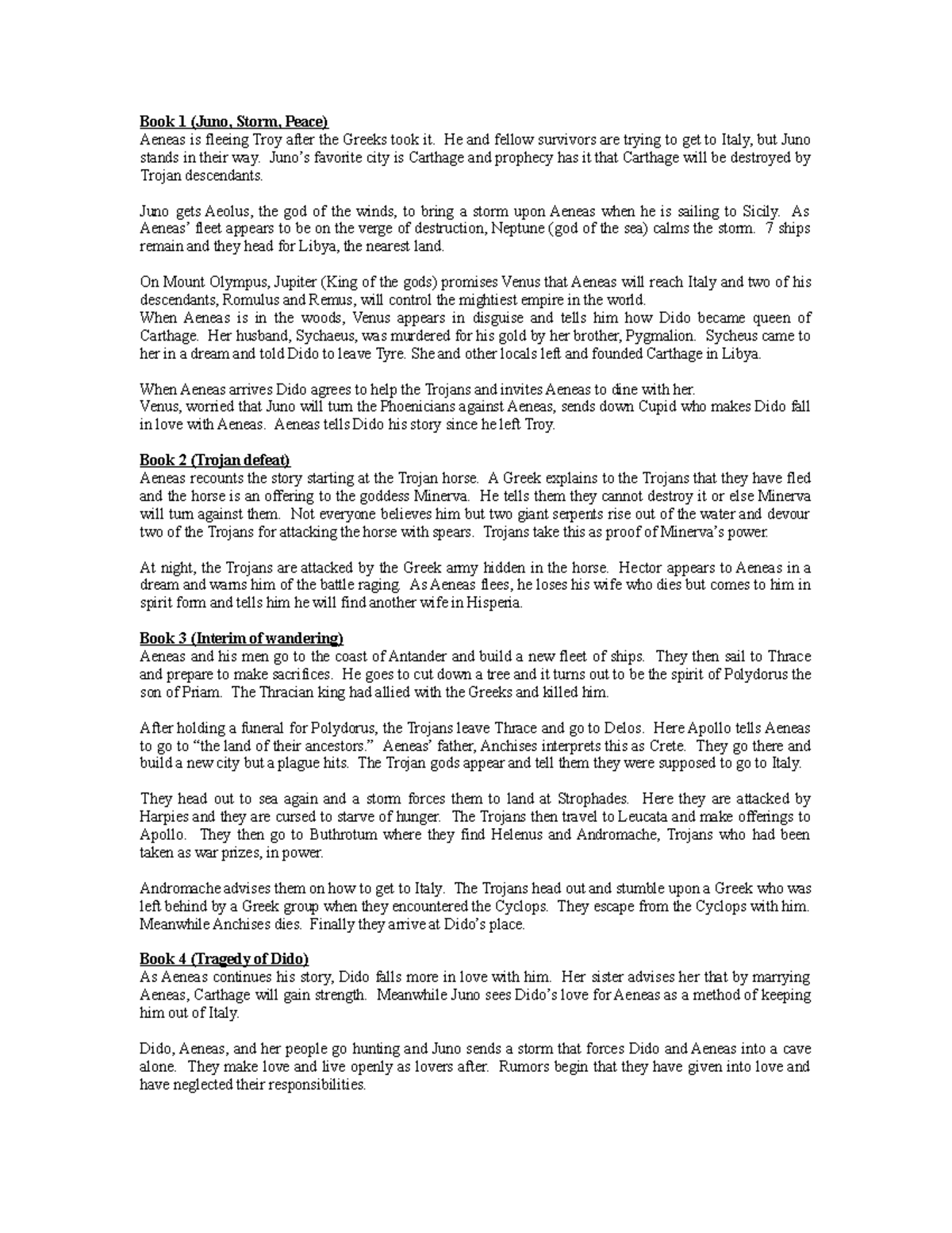 1. Virgil-The Aeneid - Book 1 (Juno, Storm, Peace) Aeneas is fleeing ...