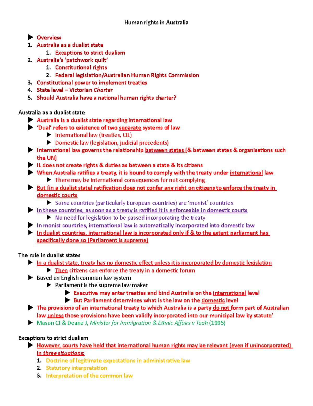 Lesson 9 - HR in Aus - Human rights in Australia u Overview Australia ...