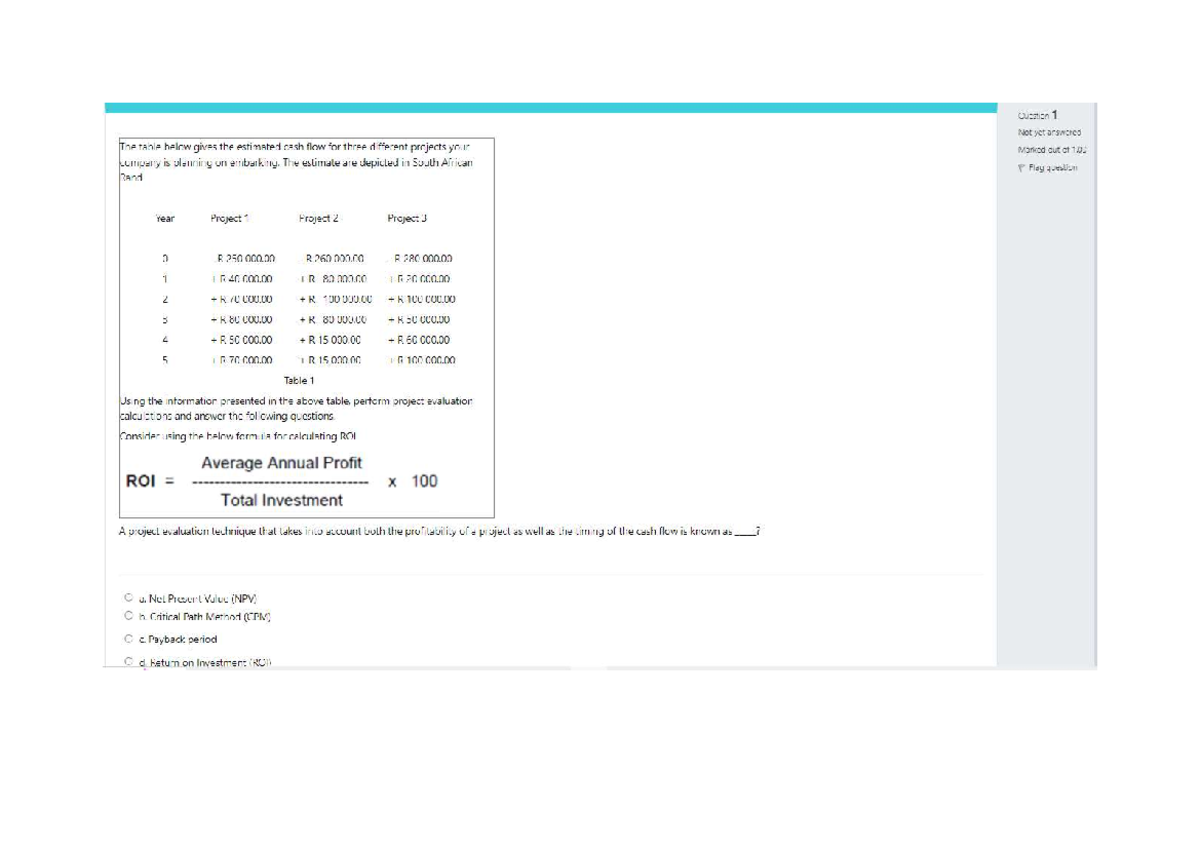 Assignment 2 Quiz Questions For Inf3708 Question 1 Not Yet Answered The Table Below Gives The 