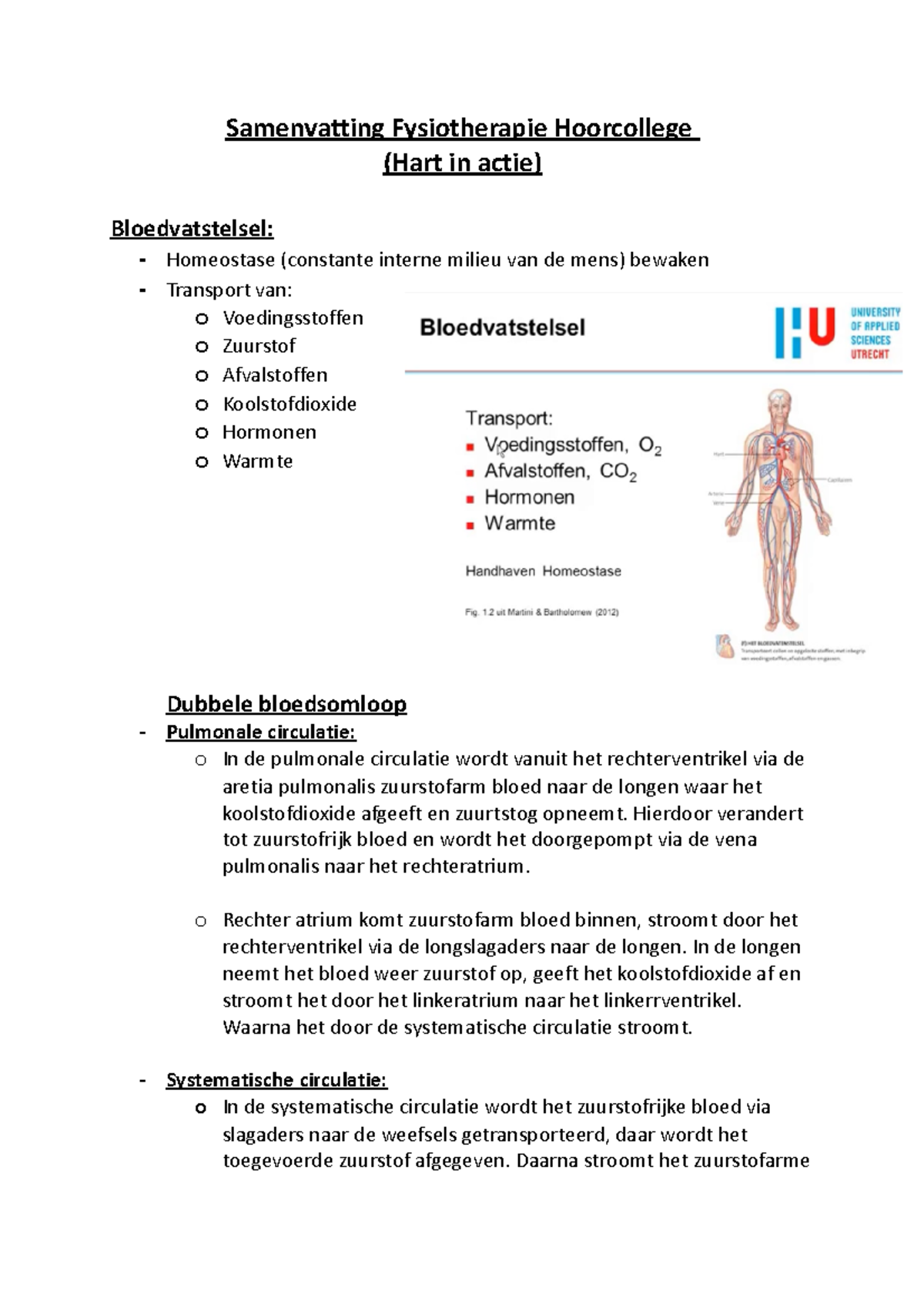 Hoorcollege 3 Hartvaatstelsel en hartfrequentie - Samenvatting ...
