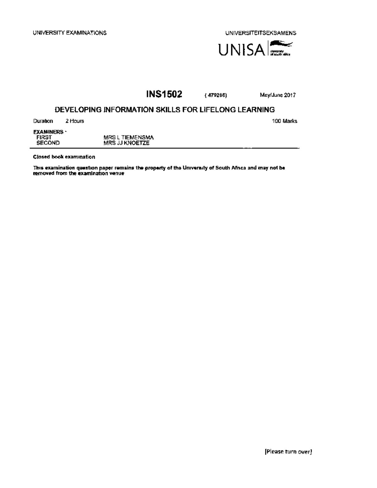 INS1502-2017-6-E-1 - 2017 November exam - INS1502 - Studocu