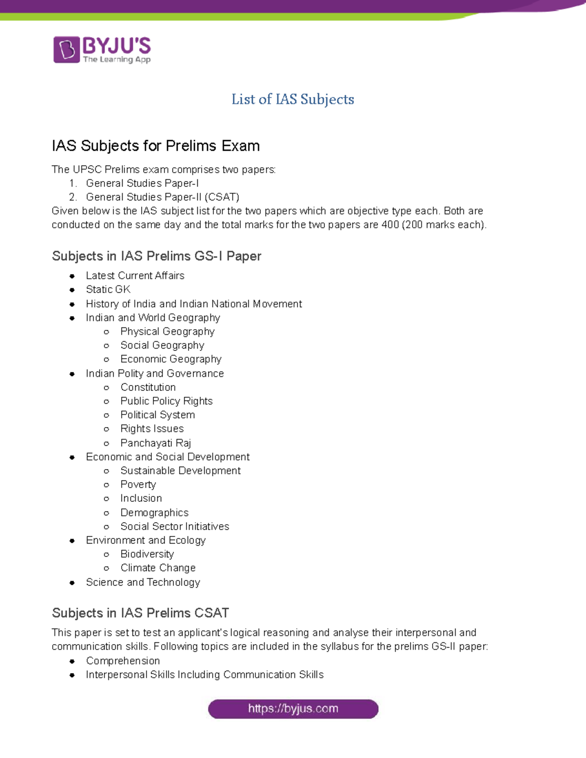 IAS-Subjects - IAS SUBJECTS - A short guide for those who are preparing ...