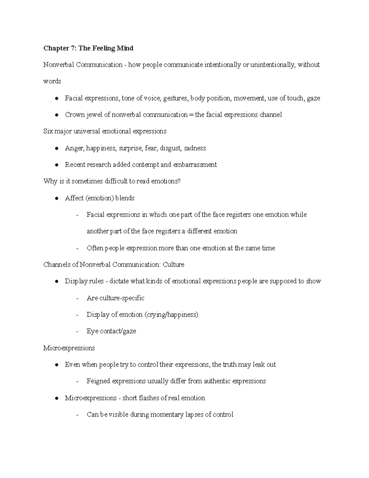 Psychology 101 Chapter 7 Lecture Notes - Chapter 7: The Feeling Mind ...