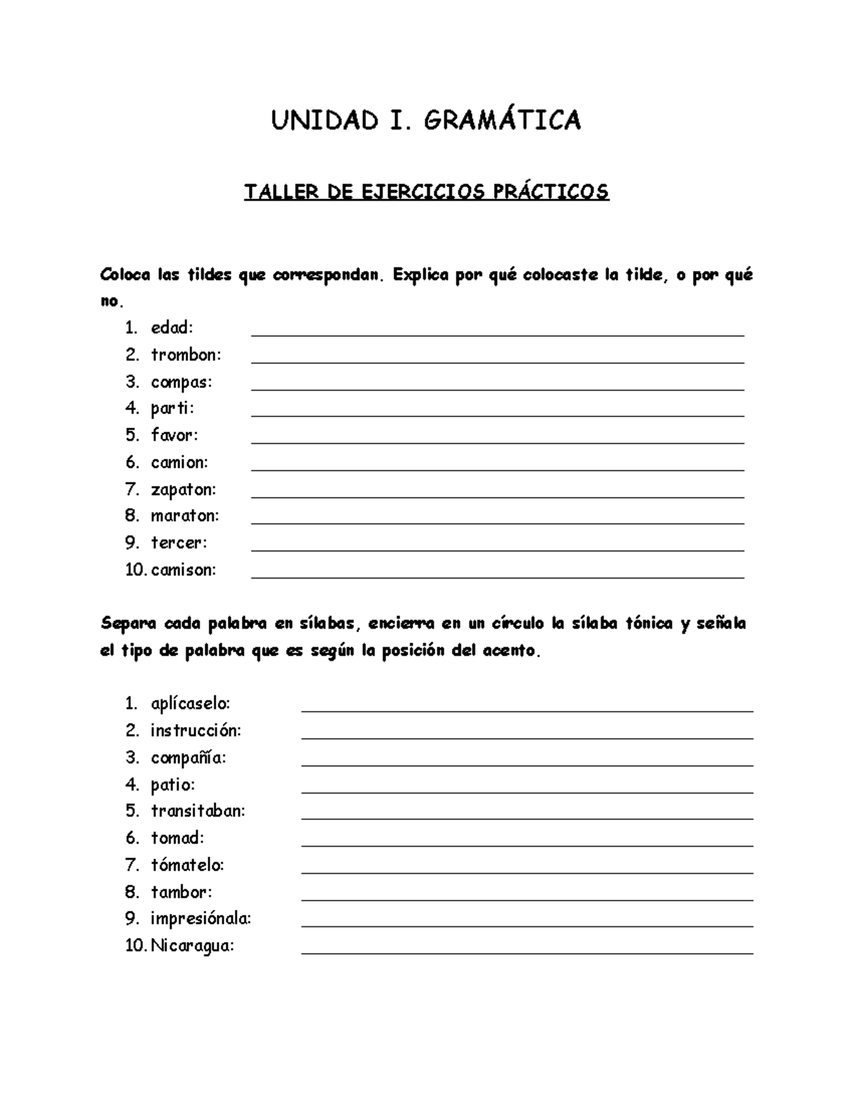 Taller-de-ejercicios-practicos-de-gramatica - UNIDAD I. GRAMÁTICA ...