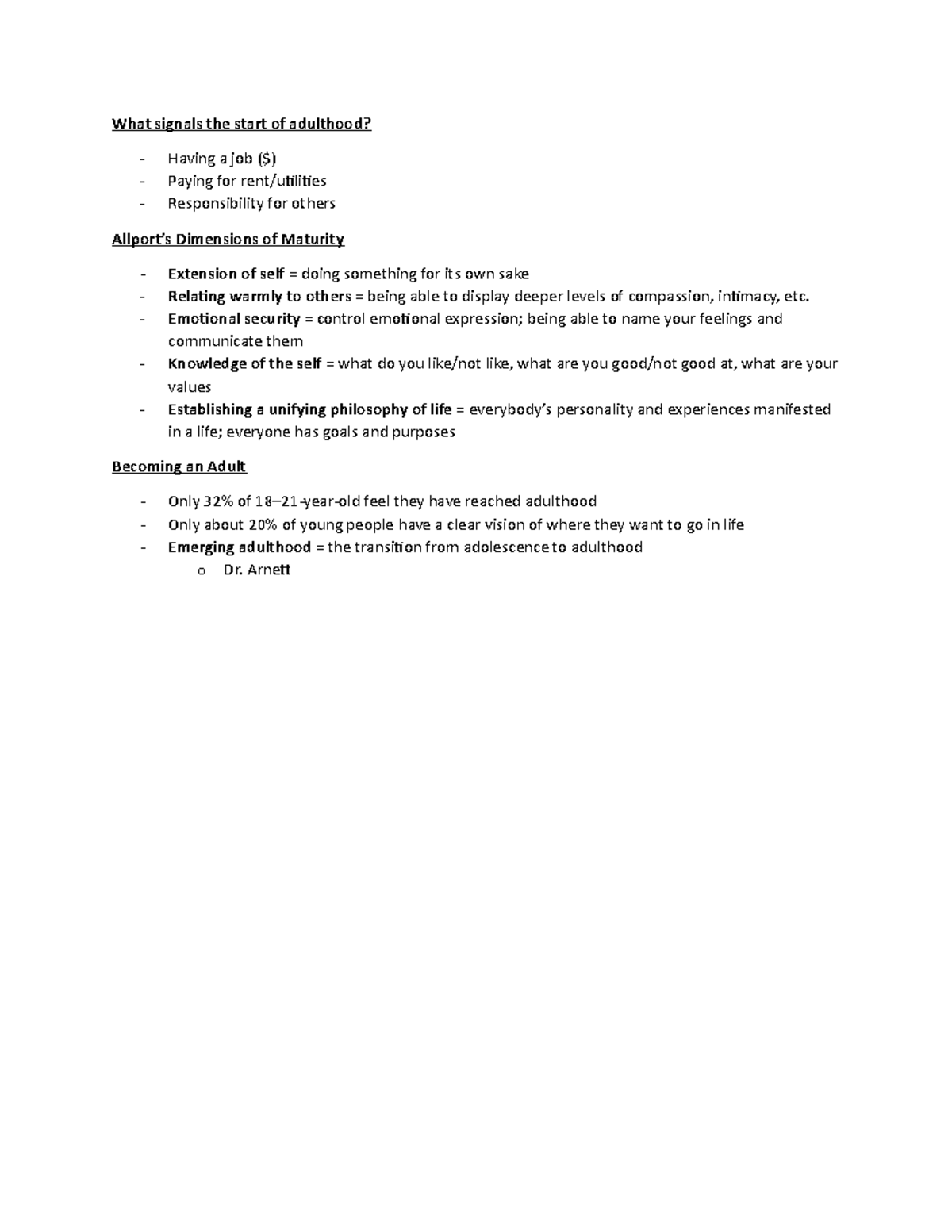 (Ch 13, 14) - Early Adulthood - What signals the start of adulthood ...