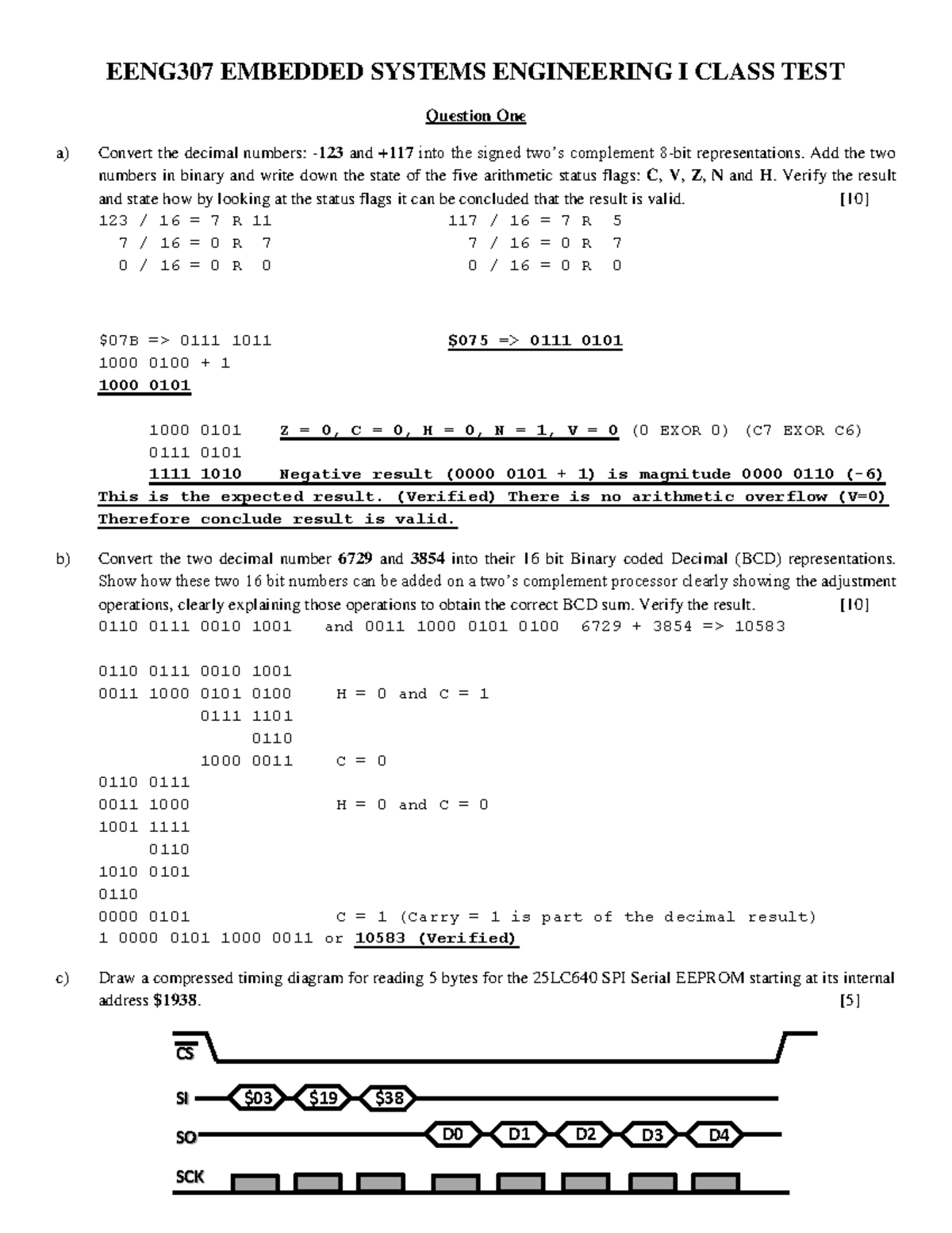 Embeddeds test solutions - EENG307 EMBEDDED SYSTEMS ENGINEERING I CLASS ...