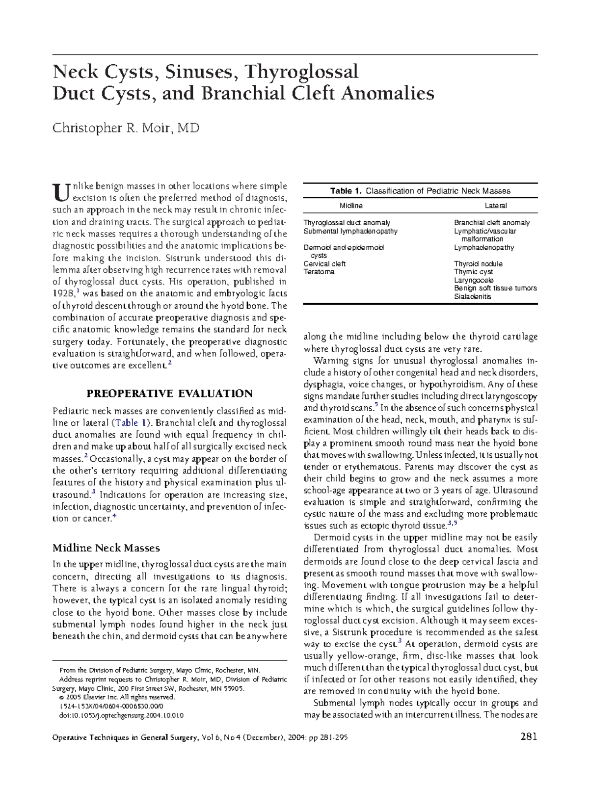 Neck masses in children - Neck Cysts, Sinuses, Thyroglossal Duct Cysts ...