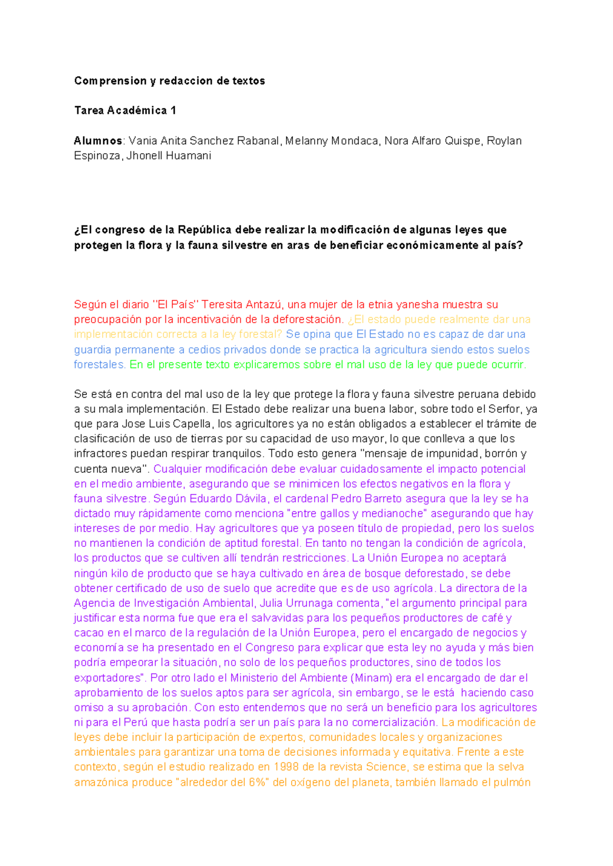 Tarea Academica 1 comprension y redaccion de textos - Comprension y redaccion de textos Tarea ...