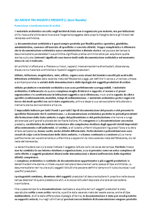 Archivistica-Gli archivi tra passato e presente, Rosiello - Elementi di archivistica Gli archivi ...