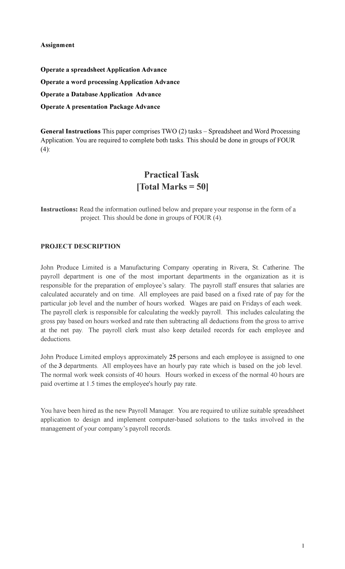 Computer Cluster Assignment - Assignment Operate a spreadsheet ...