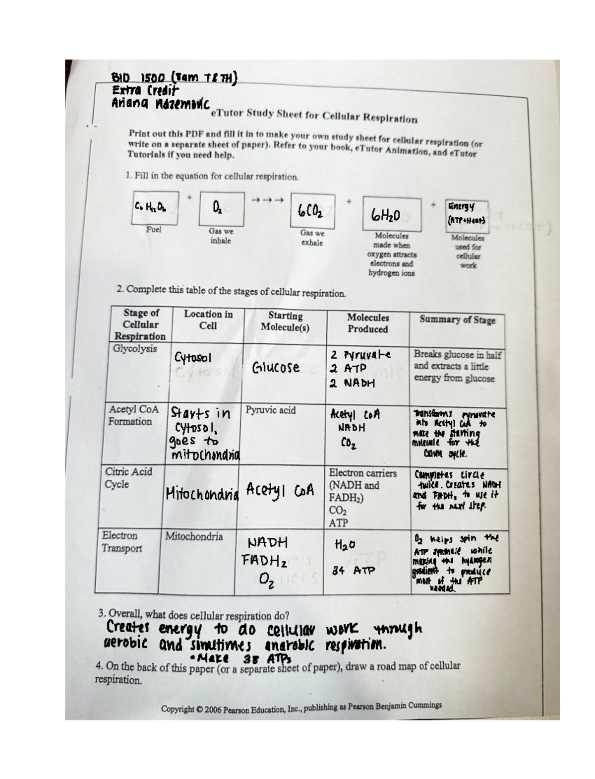 Extra Credit BIO 1500 - assignment - BIO 1500 8am TRTH Extra credit ...