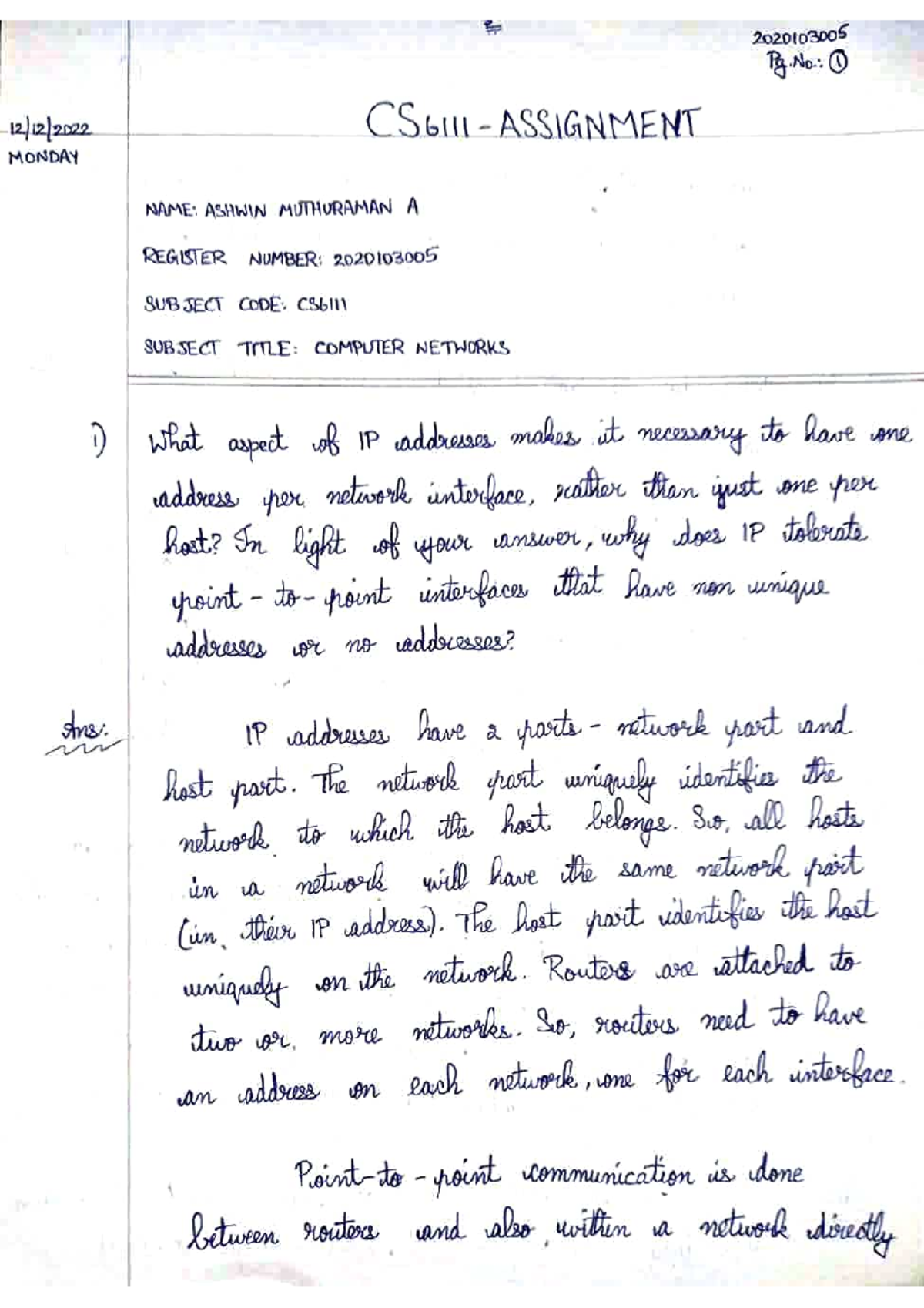 CN Assignment 3 - Computer Networks - Studocu