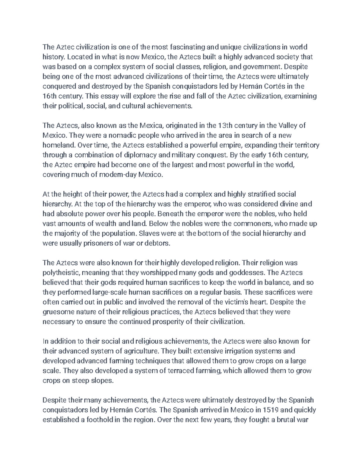 The Aztec Civilization's Rise and Fall - The Aztec civilization is one ...