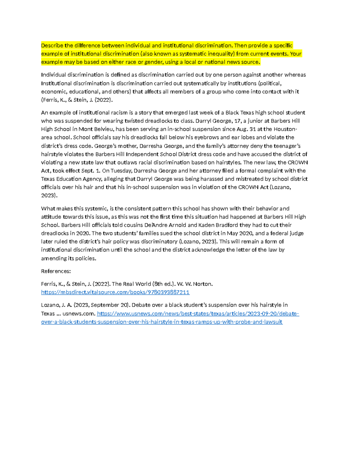 Module 5 discussion - Describe the difference between individual and institutional ...