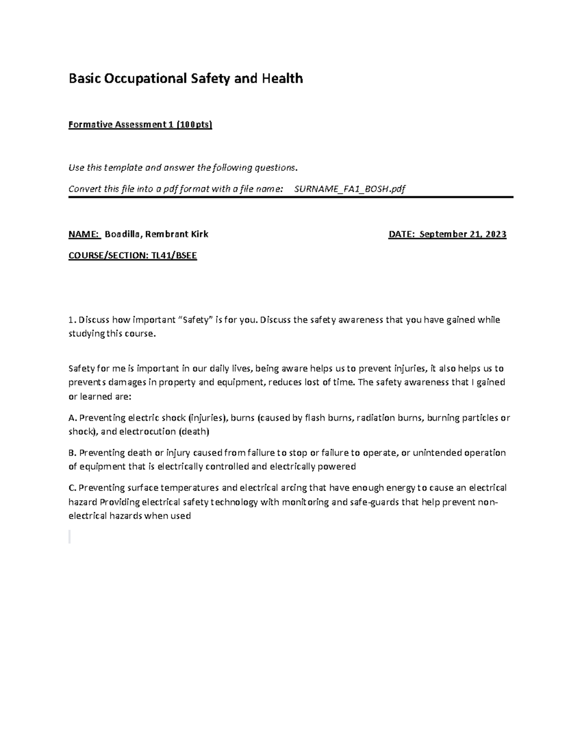 Boadilla FA1 BOSH - BOSH - Basic Occupational Safety and Health ...