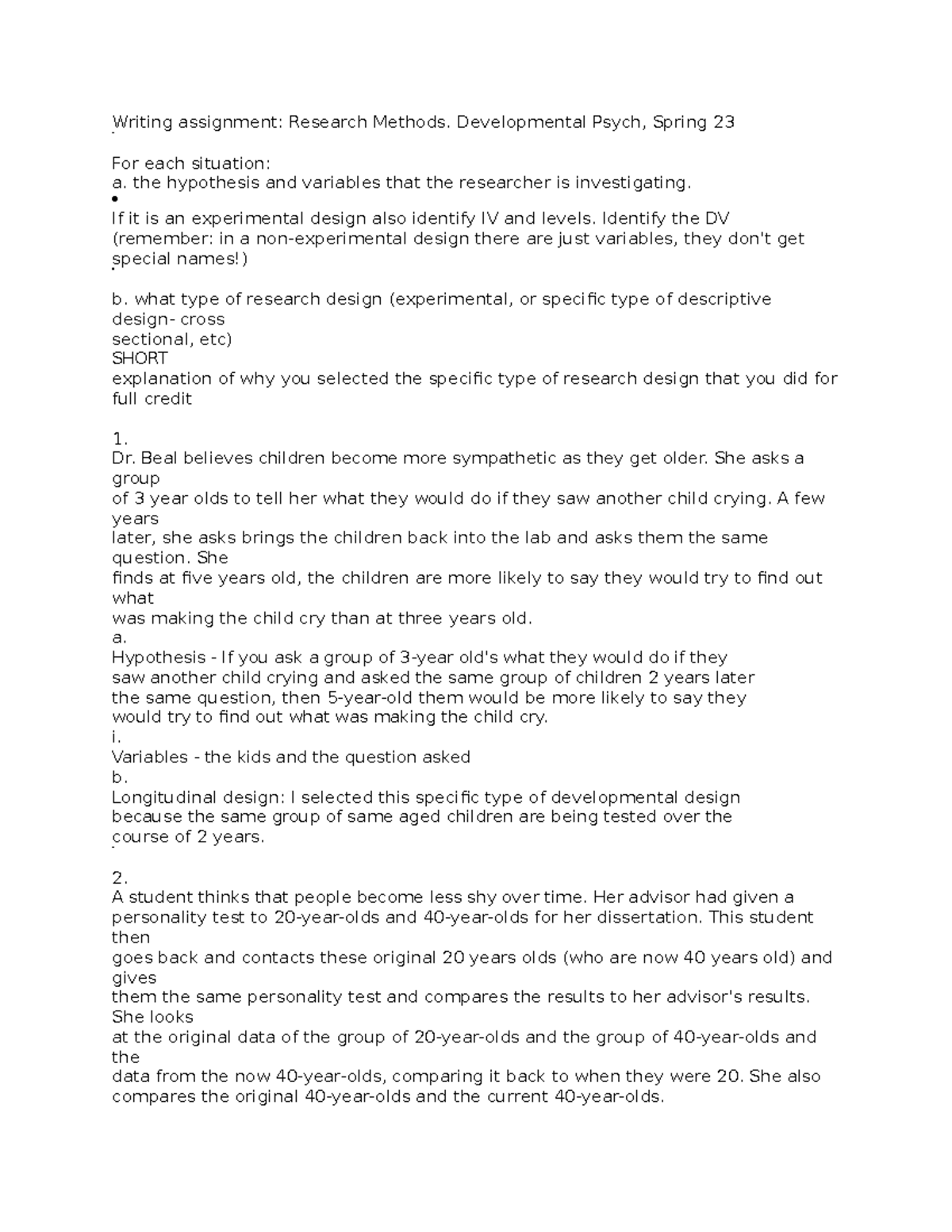 Psych 2013- Research Assignment - Writing assignment: Research Methods ...