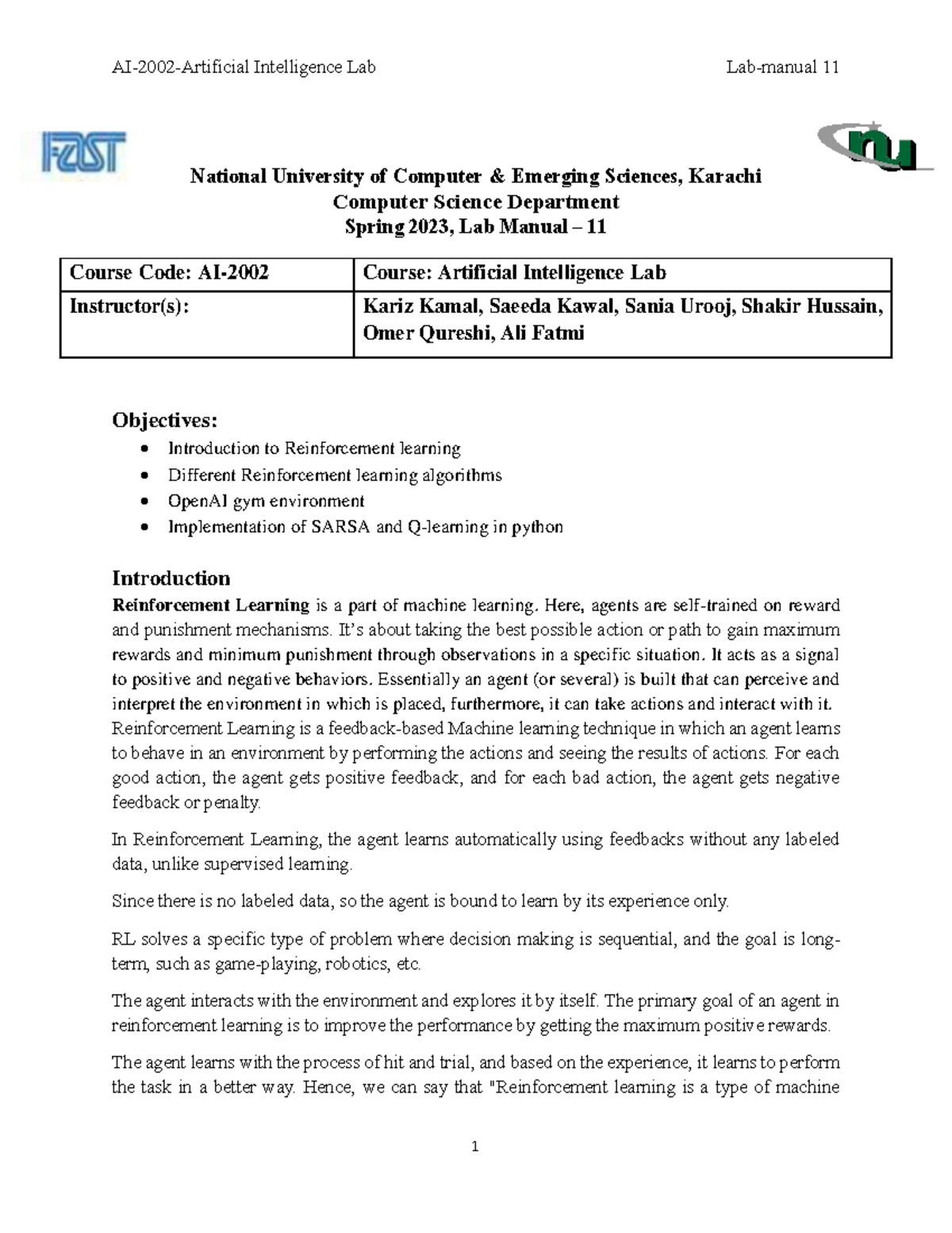 Lab-11 - National University of Computer & Emerging Sciences, Karachi ...