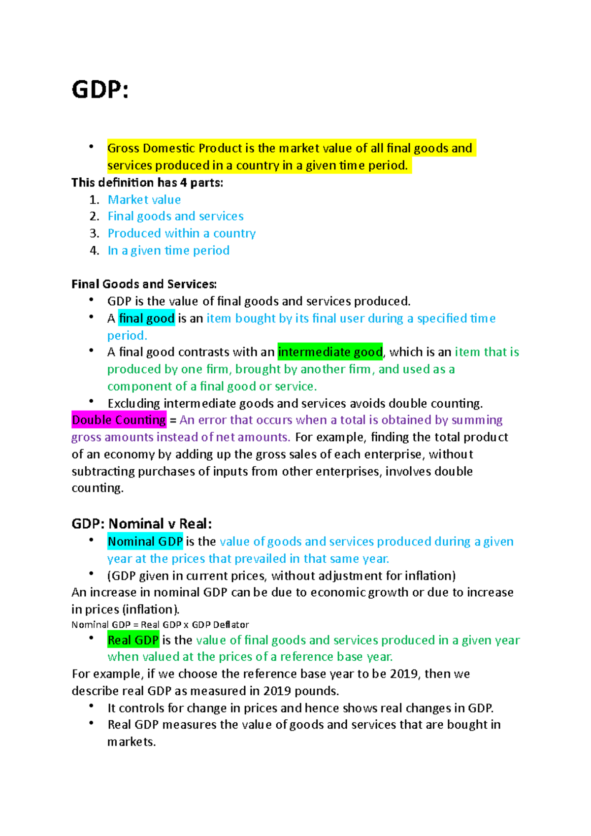 GDP - These lecture notes outline in depth GDP. Then, looks further ...