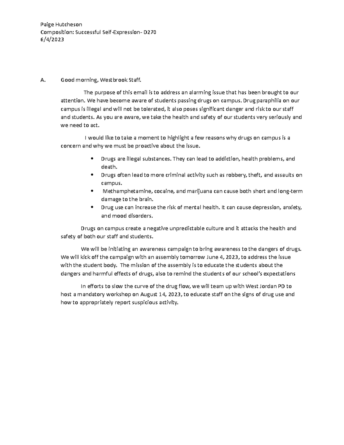 Communication Task 3 6423 - Paige Hutcheson Composition: Successful ...