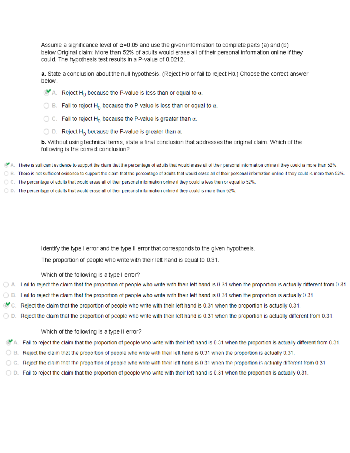HW Section 9 - Teach by Prof. Weidong Chen - Assume a significance level of α=0 and use the ...