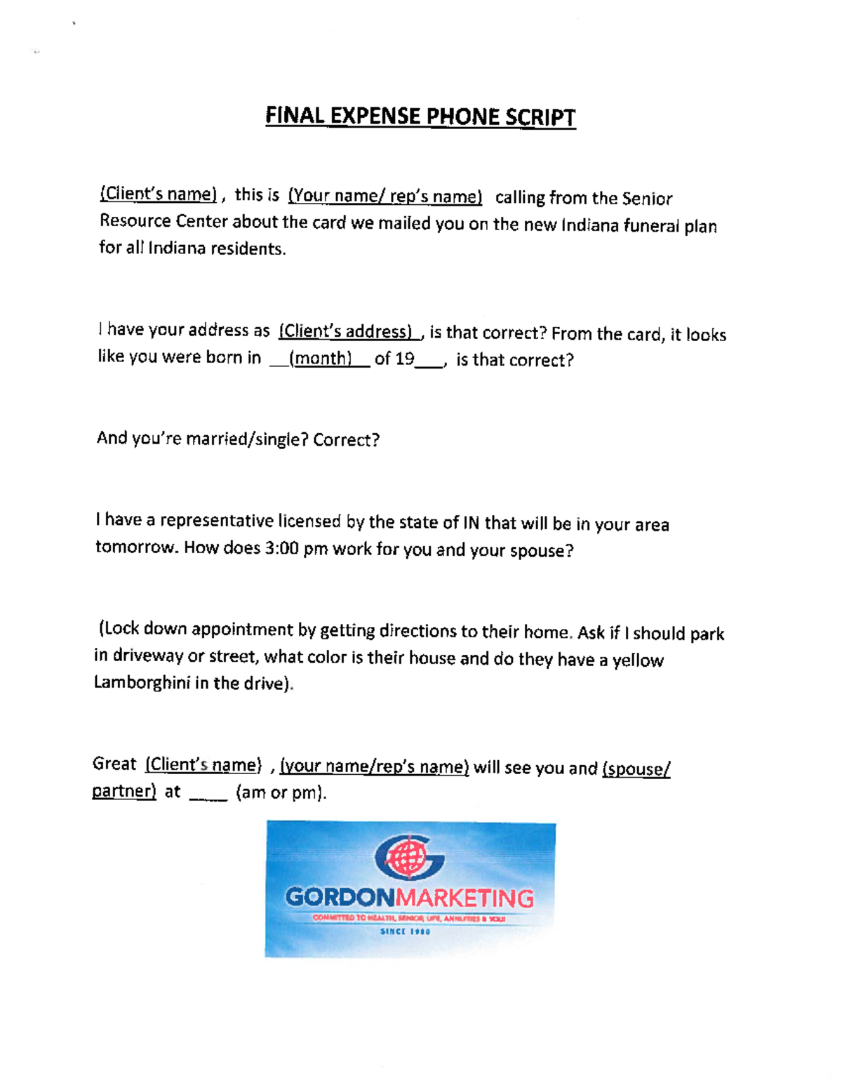 Final expense phone script - social science - Studocu