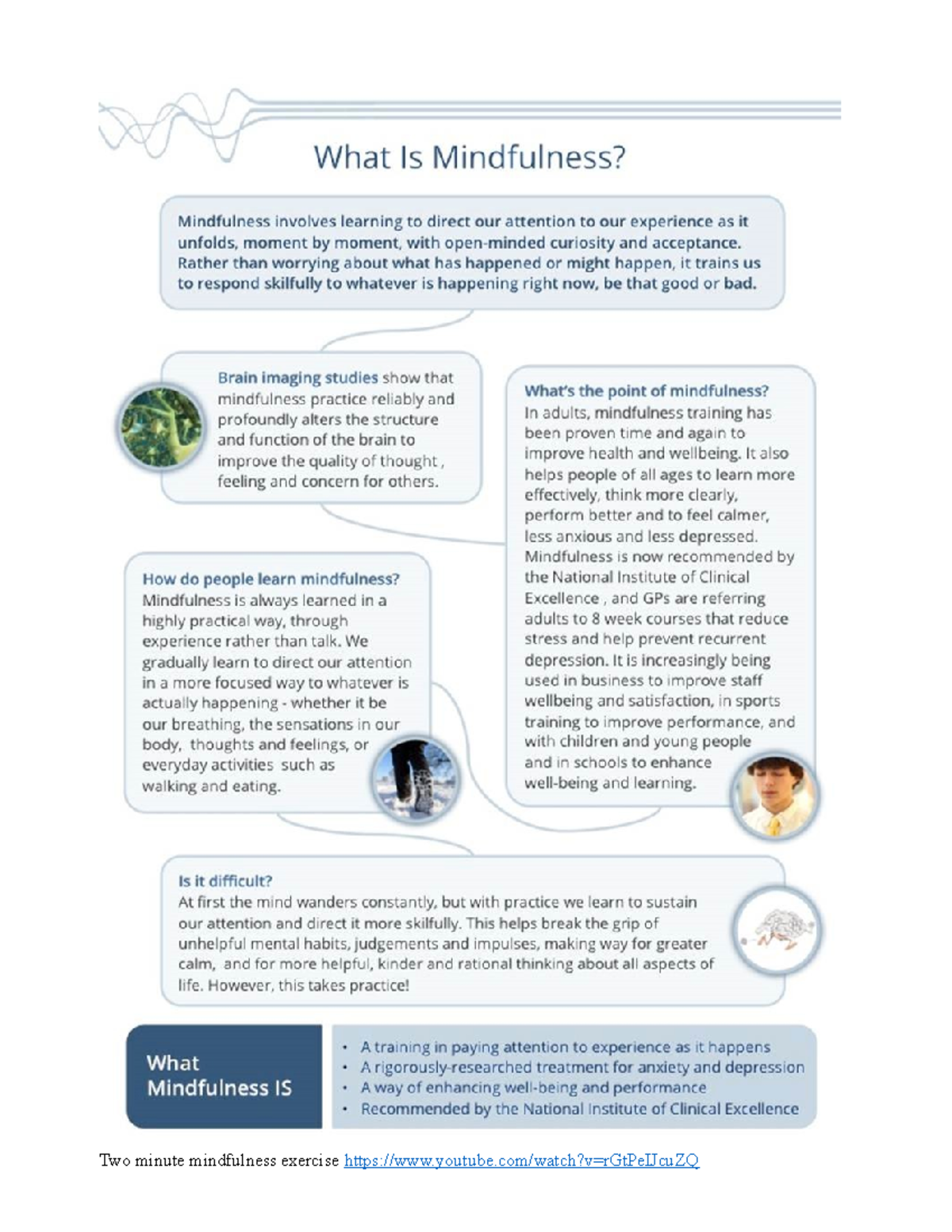 Mindfulness study tip sheet - preparing for quizzes, tests and exams ...