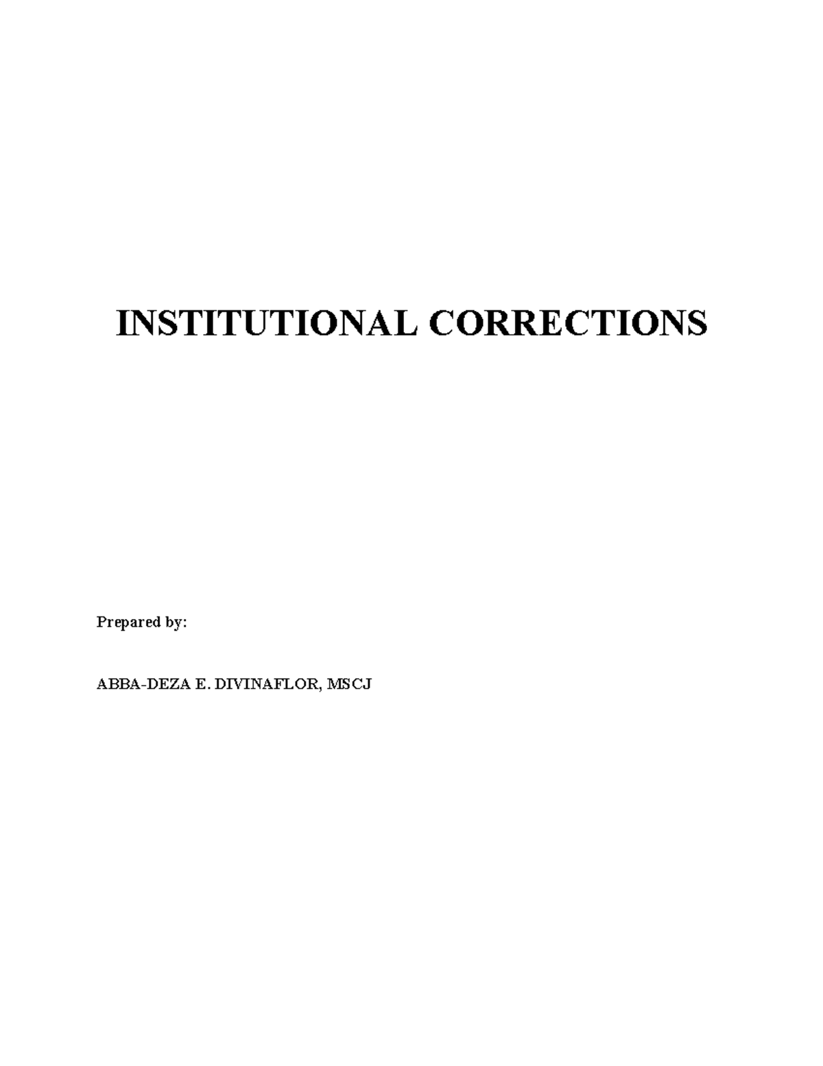 Midterm Module Institutional Correction - INSTITUTIONAL CORRECTIONS ...