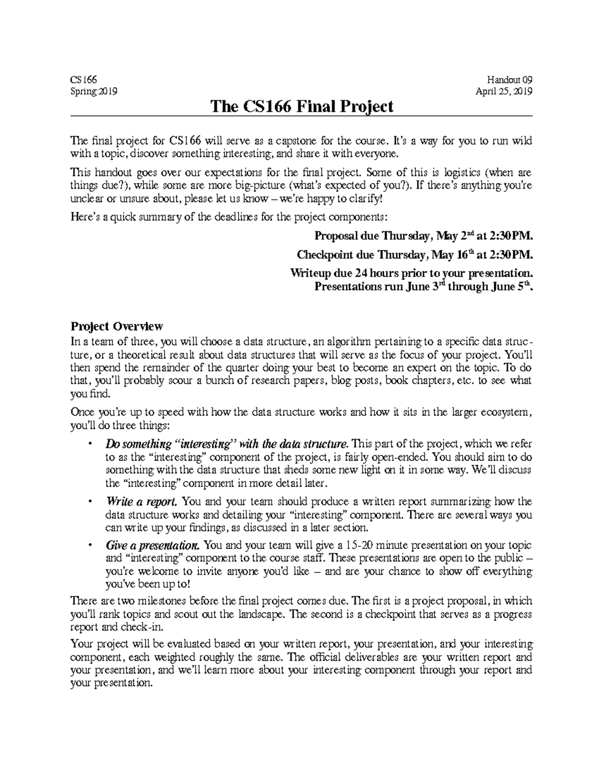 102eb8 bac0 - here is standford document - CS166 Handout 09 Spring 2019 April 25, 2019 The CS166 ...