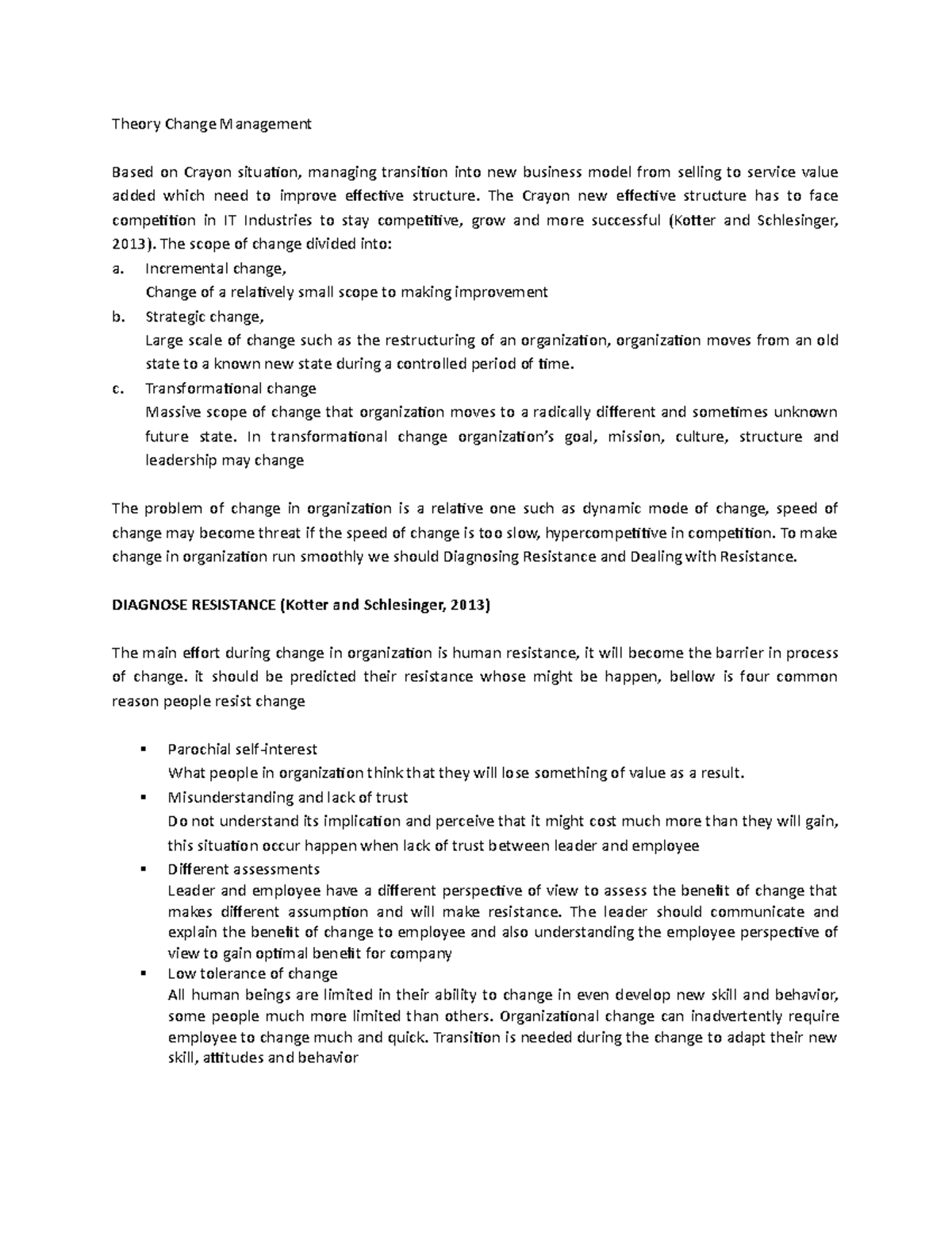 Theory Change Management rev - Consumer Behavior - Studocu