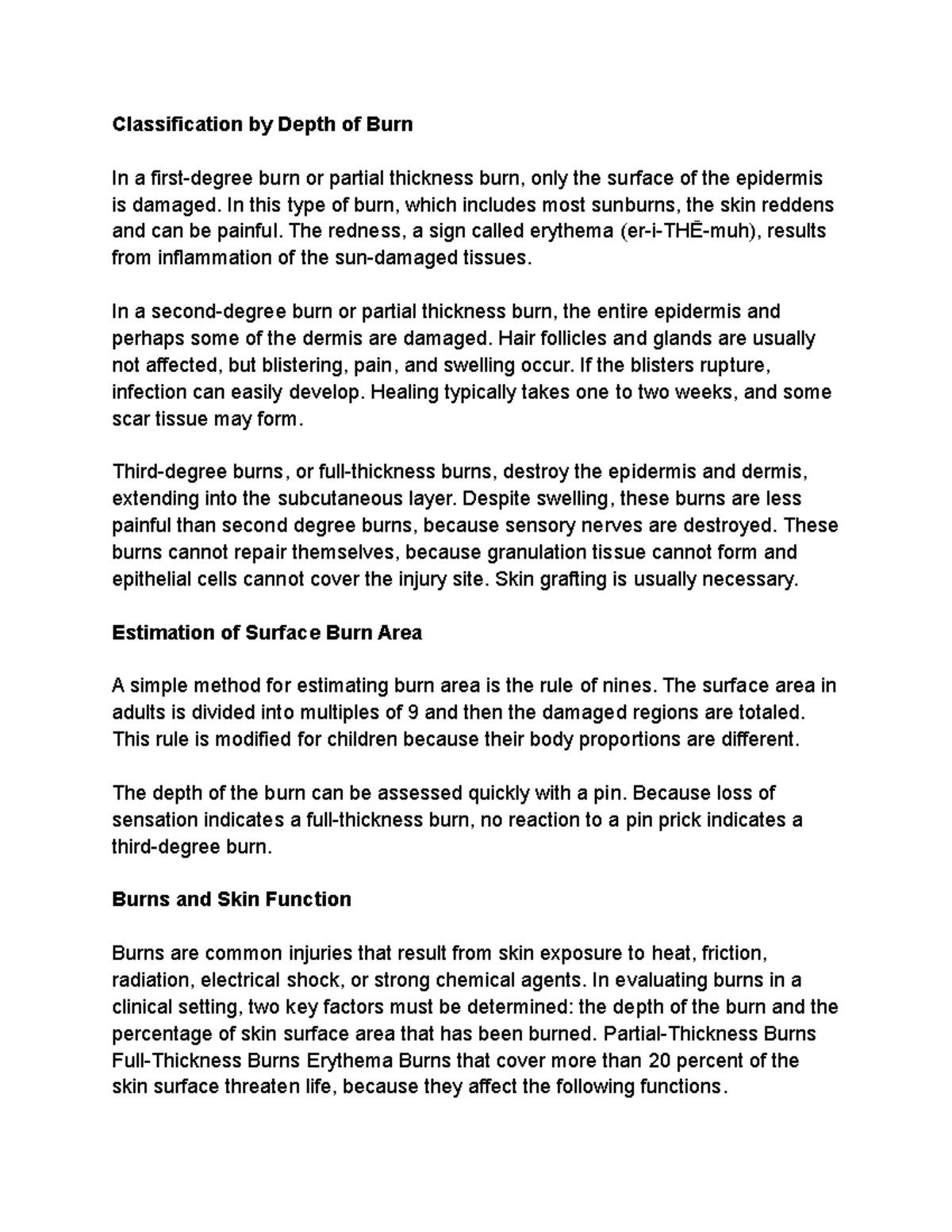 Classification by Depth of Burn - In this type of burn, which includes ...