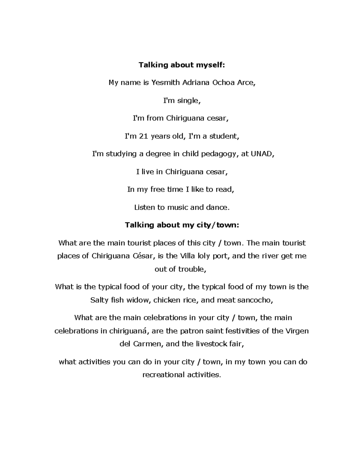 Talking about myself ingles presentacion 2 - Talking about myself: My ...