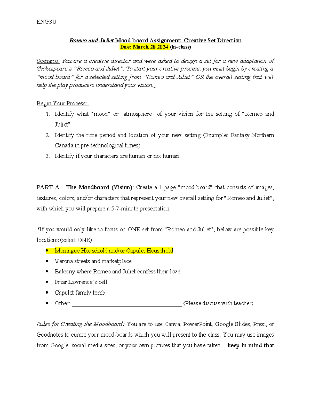 Moodboard presentation assignment planner - Romeo and Juliet Mood-board ...