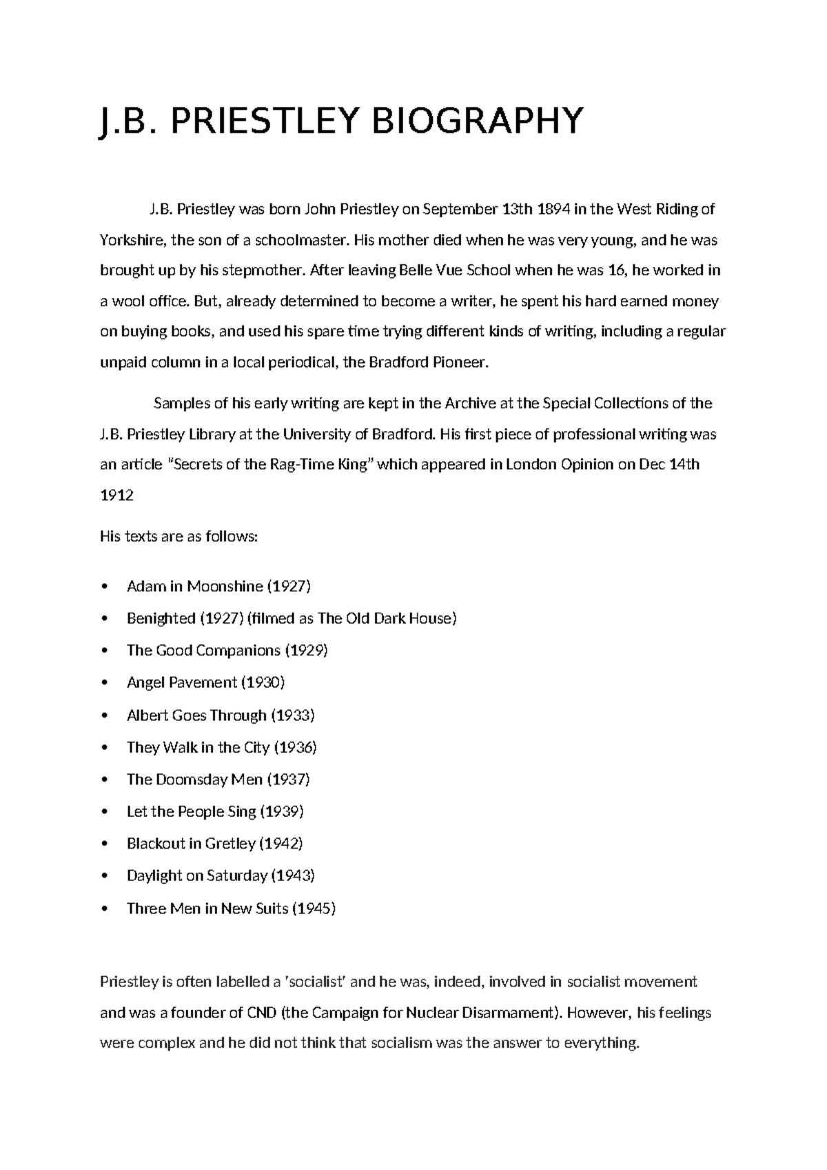 English - J. PRIESTLEY BIOGRAPHY J. Priestley was born John Priestley ...