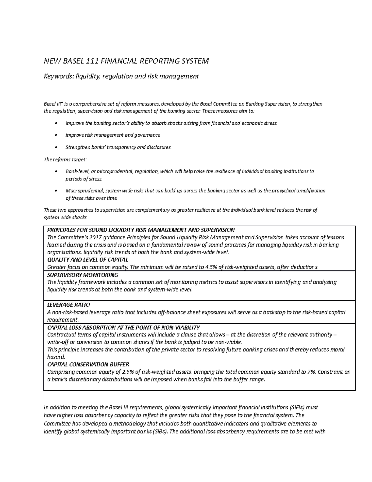 Basel Financial reporting system - NEW BASEL 111 FINANCIAL REPORTING ...