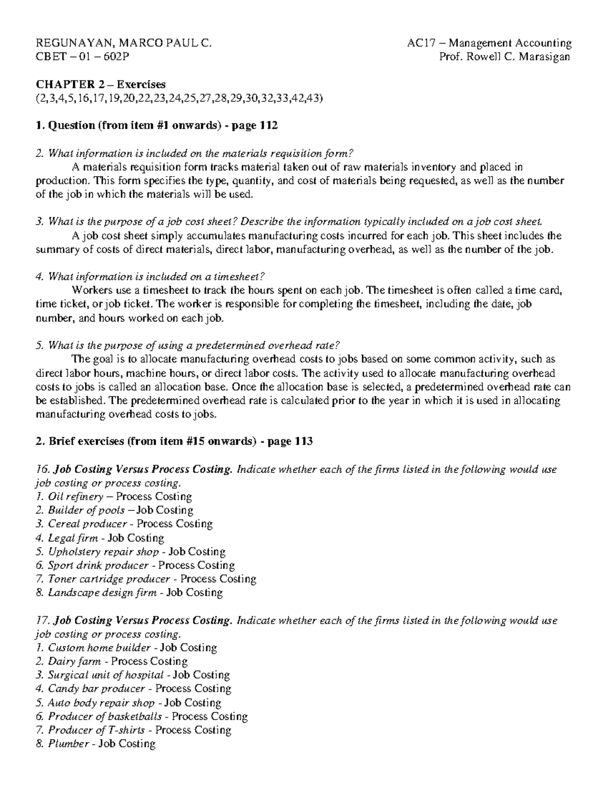 AC17-602P- Regunayan-End of Chapter 2 Exercises - REGUNAYAN, MARCO PAUL C. AC17 – Management ...