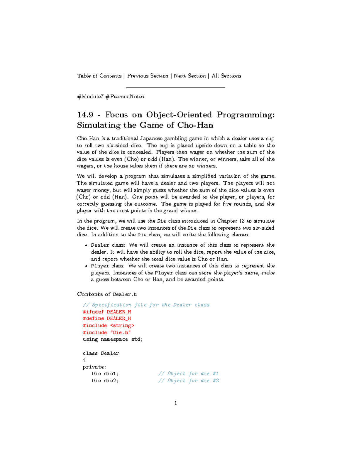 14.9 - Focus on Object-Oriented Programming - Table of Contents | Previous Section | Next ...