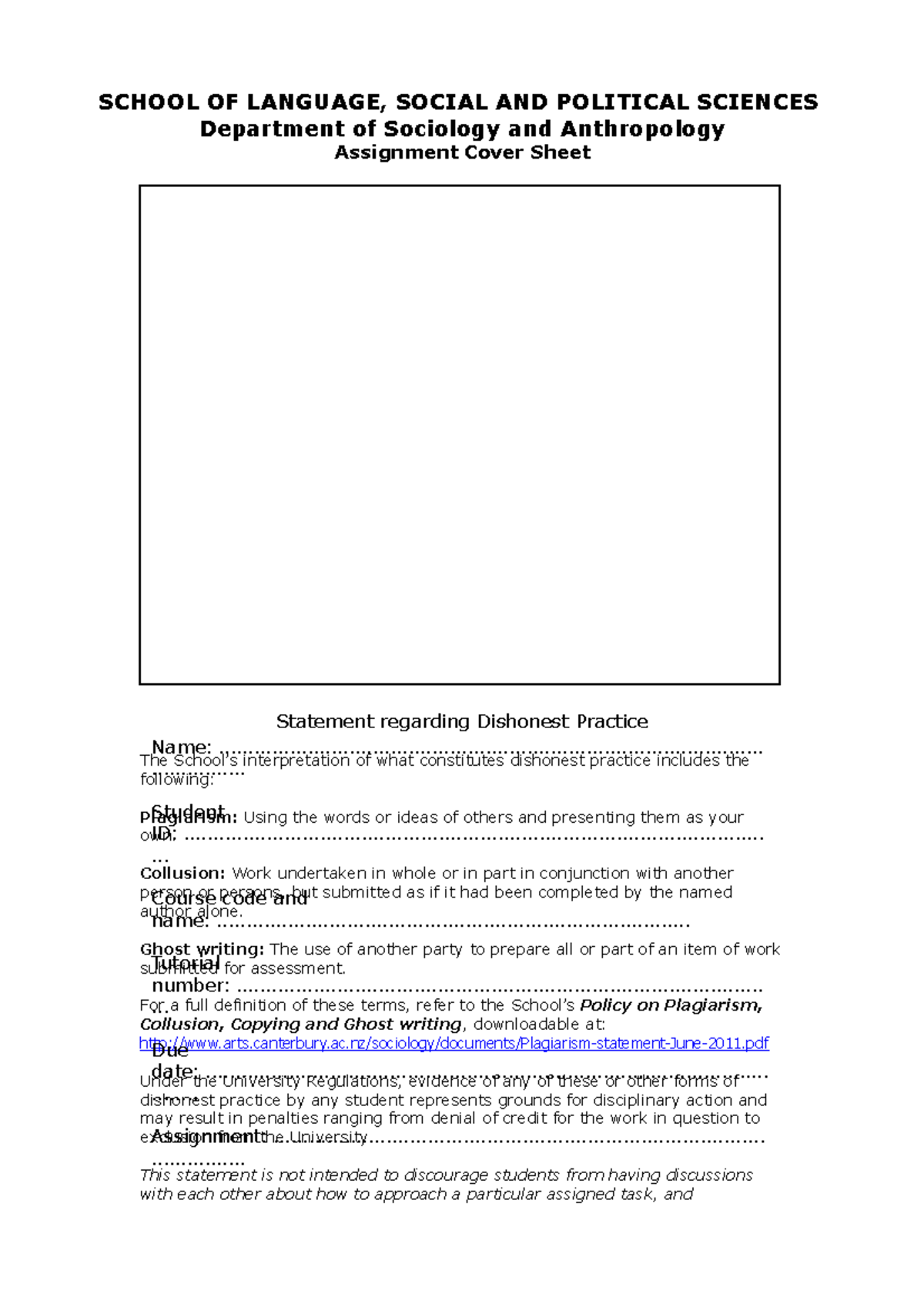 Lsaps cover sheet - Essays, got a B- SCHOOL OF LANGUAGE, SOCIAL AND ...