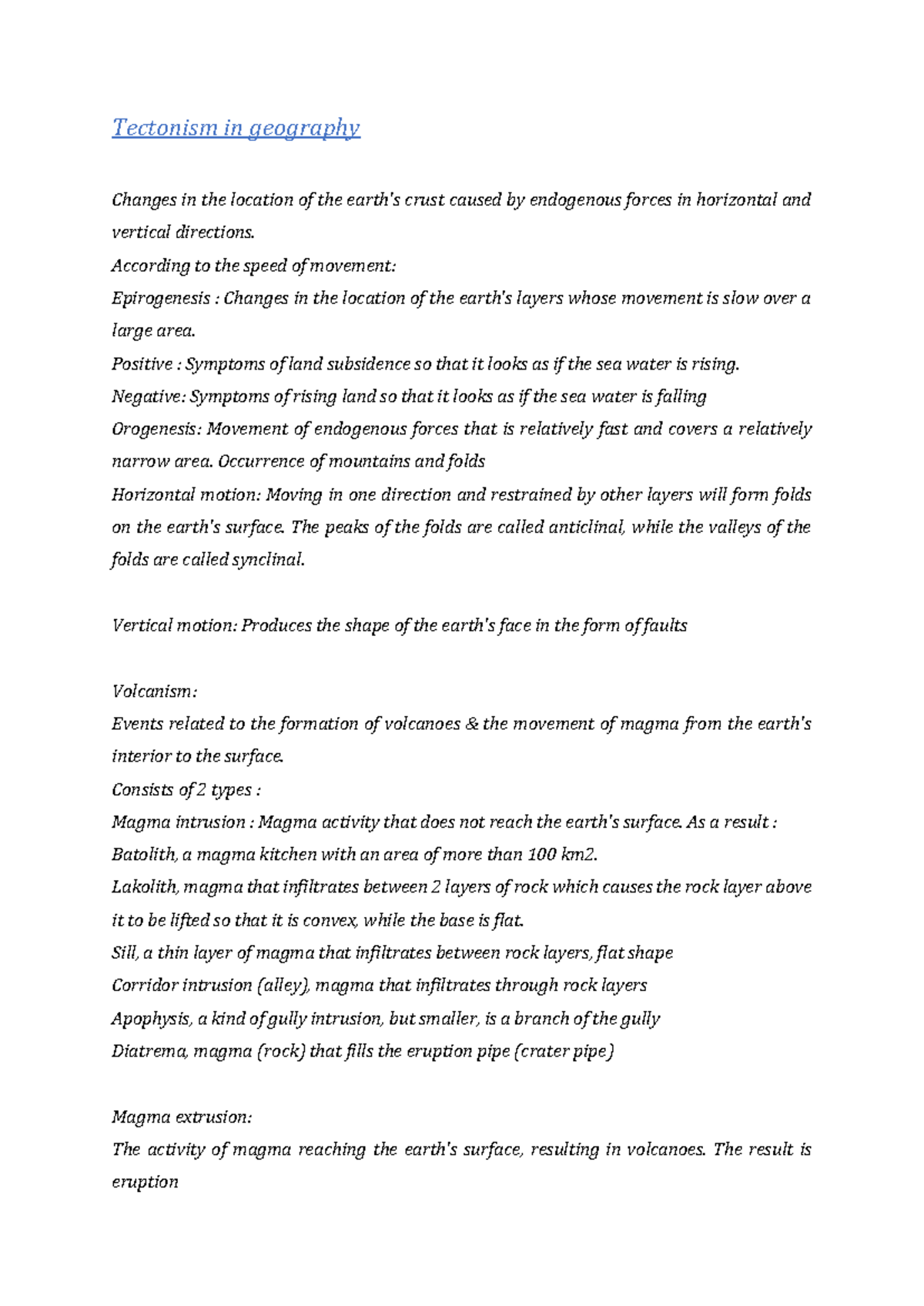 Tectonism in geography - Tectonism in geography Changes in the location ...