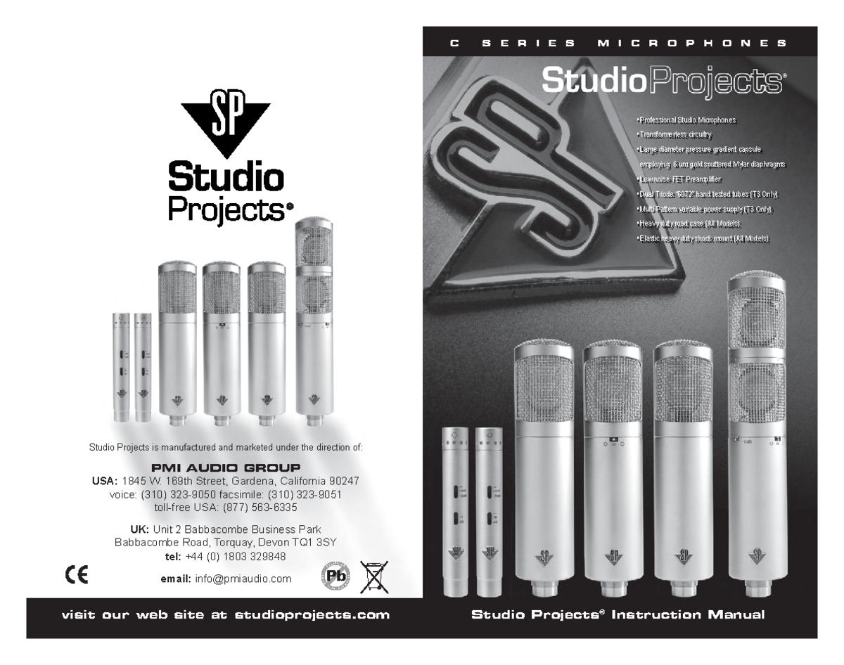 C series manual LSD2 - Studio Projects is manufactured and marketed ...