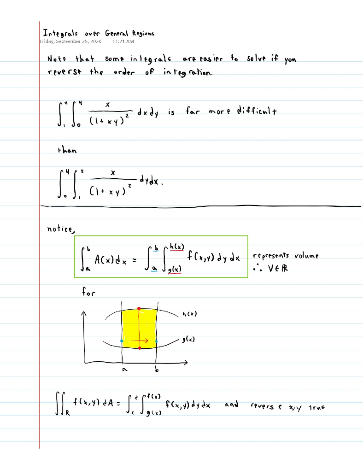 9 Integrals Over Regions - Math 264 - Studocu