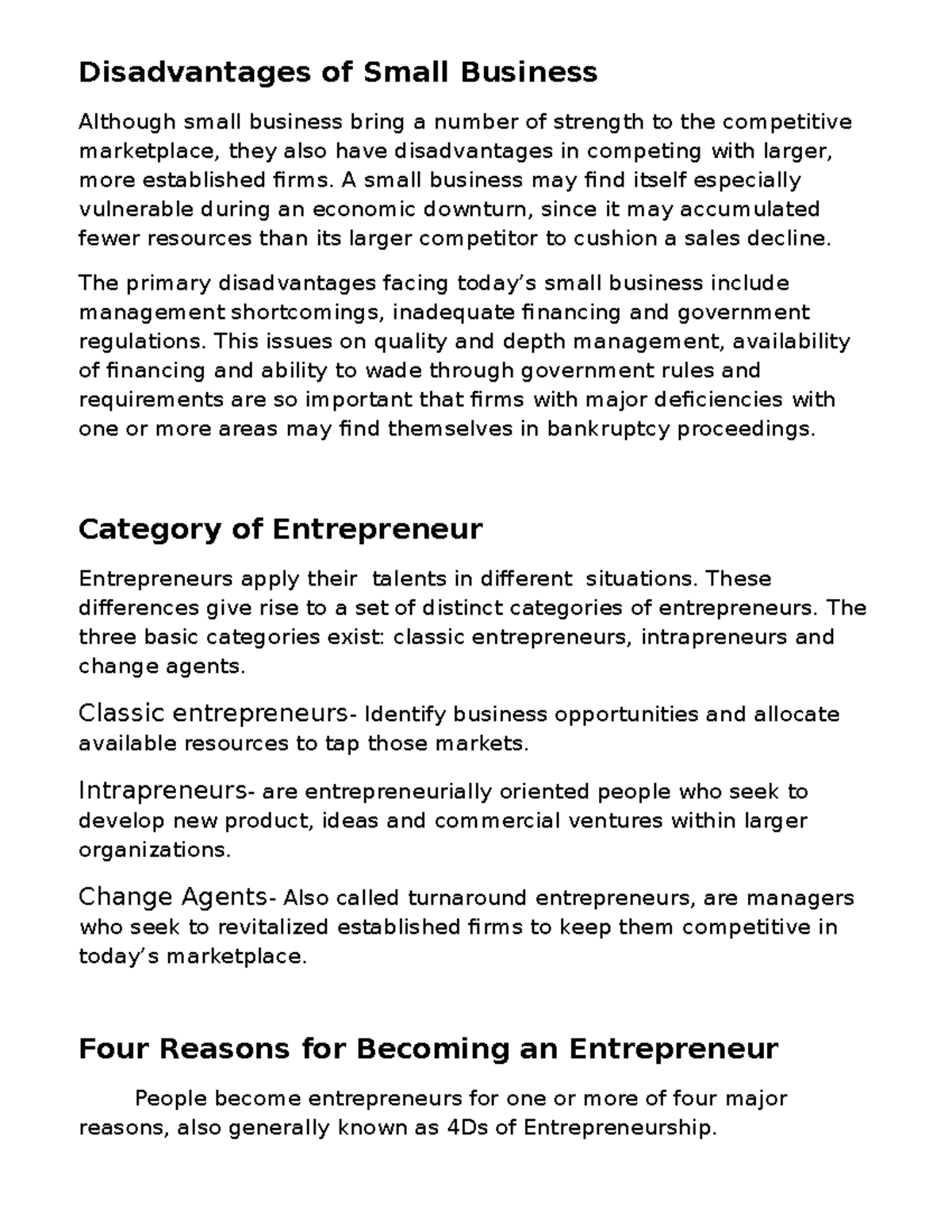 Disadvantages of Small business - Disadvantages of Small Business ...