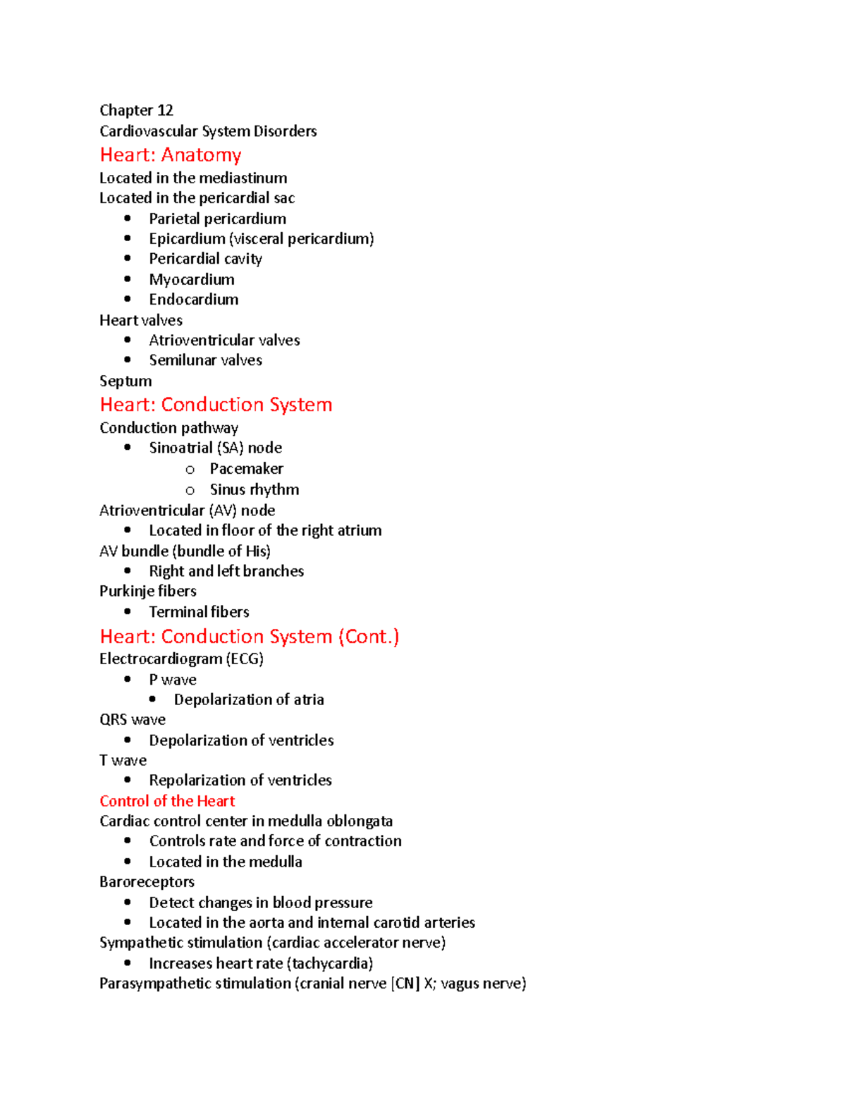 Ch 12 Circulatory system - Chapter 12 Cardiovascular System Disorders ...