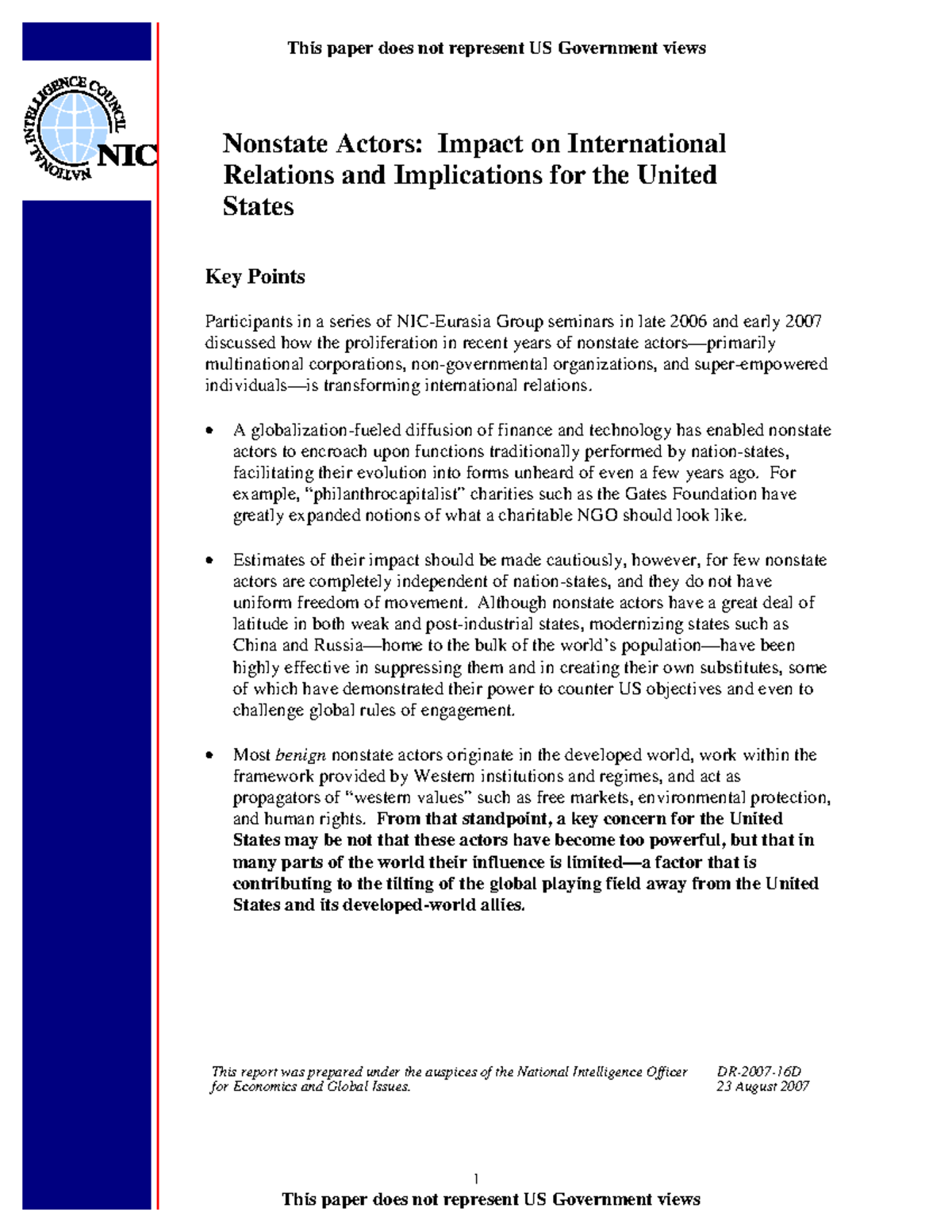 Nonstate actors notes - International Relations - Sindh University ...
