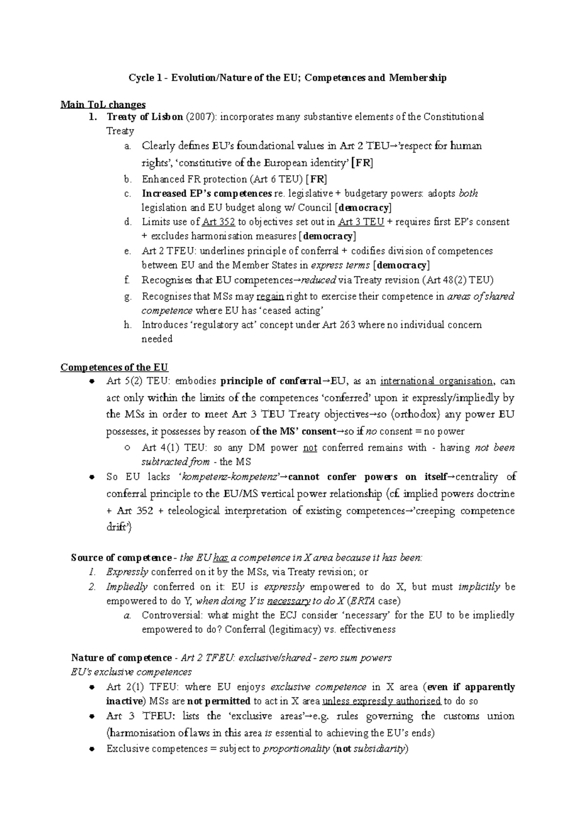 EU-law-notes - These notes provide a detailed explanation of European ...