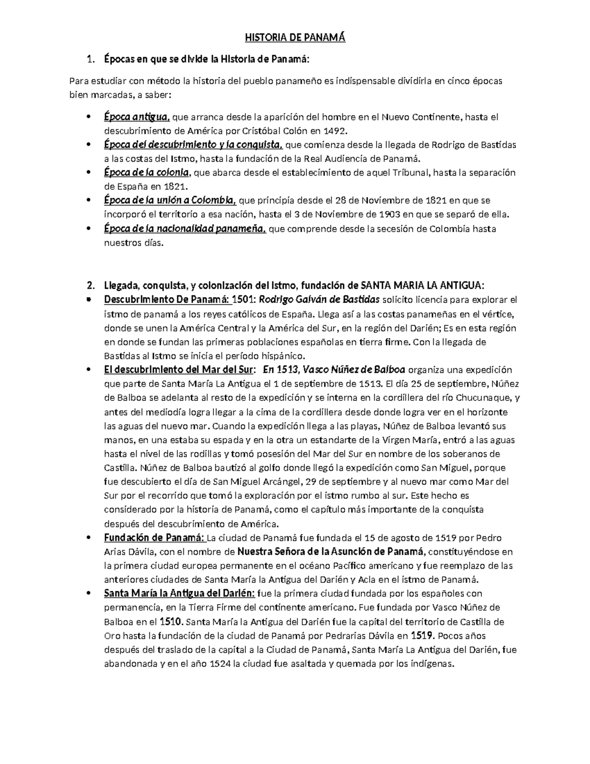 Historia DE Panamá - HISTORIA DE PANAMÁ Épocas en que se divide la ...