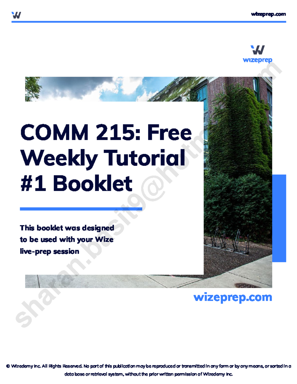Wize free weekly tutorial 1 free weekly tutorial 1 booklet - wizeprep ...
