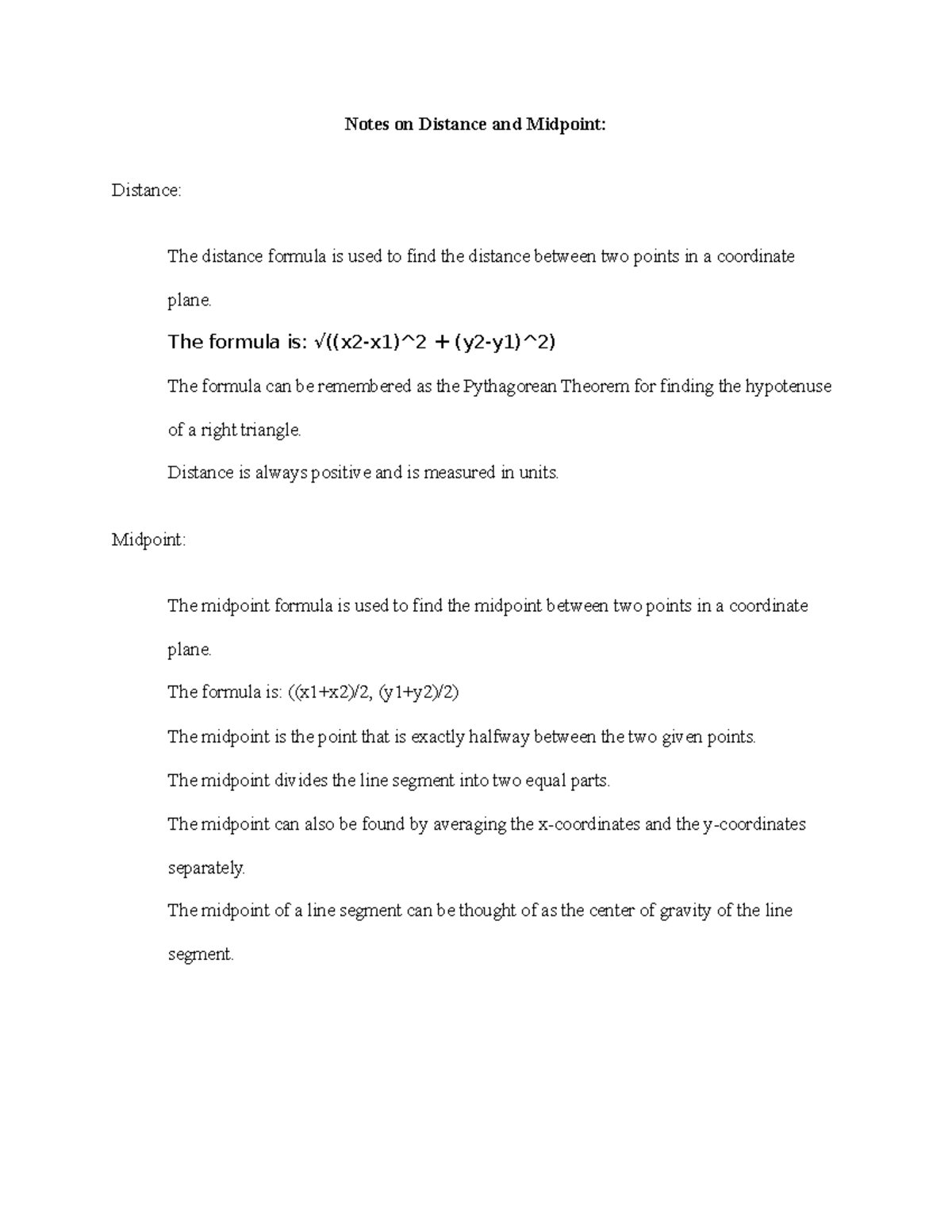 MAT 171 Distance And Midpoint Notes On Distance And Midpoint mat-171-distance-and-midpoint-notes-on-distance-and-midpoint