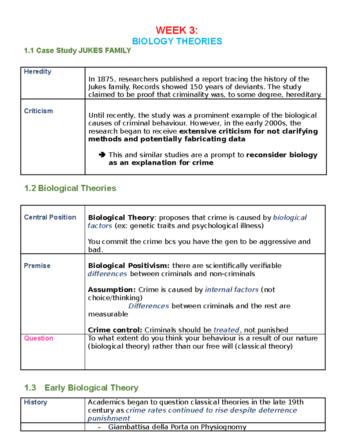 Week 3 - CRM 101 - WEEK 3 Study Notes - WEEK 3: BIOLOGY THEORIES 1 Case ...